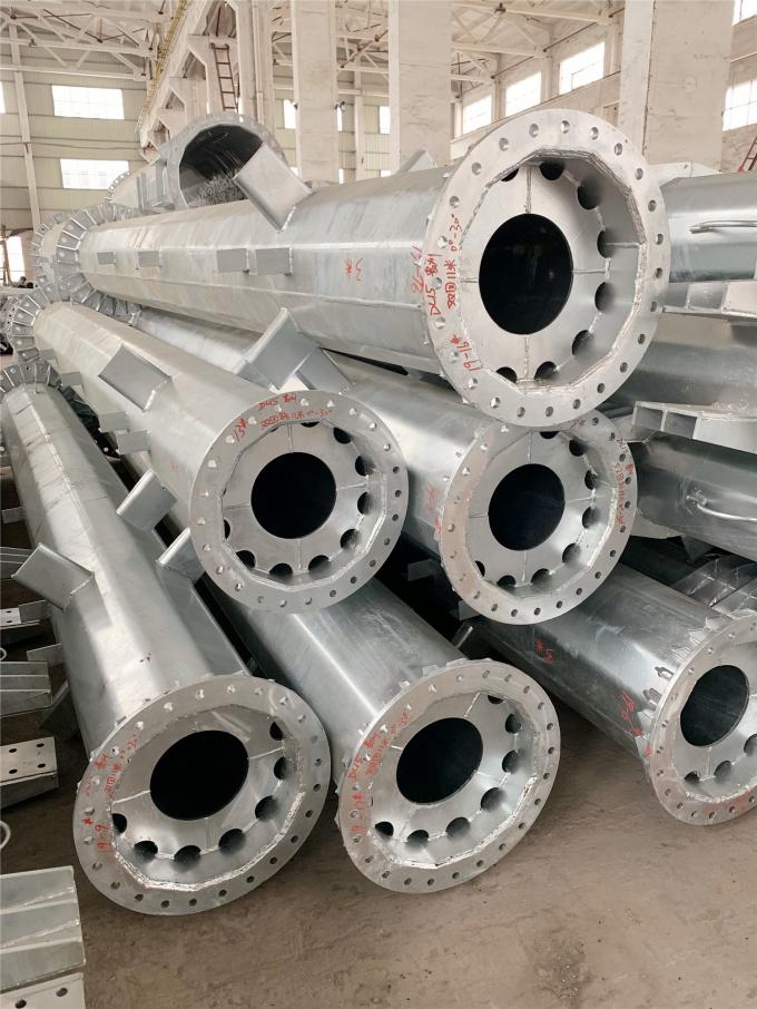 Flange 11m Height Double Circuit Steel Tubular Pole