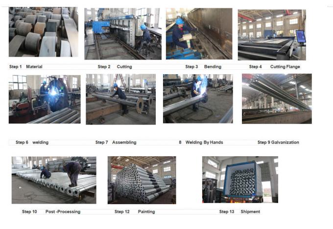 60FT NEA NGCP Standard galvanised steel power pole For Power Distribution