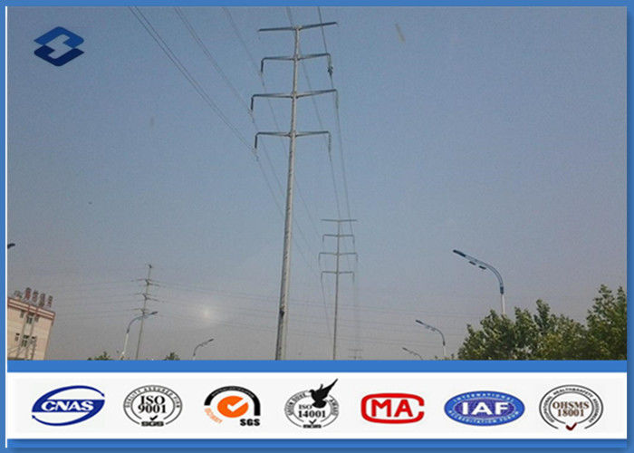 Hot Dip Galvanized Electrical Steel Transmission Poles Voltage 66KV 69KV