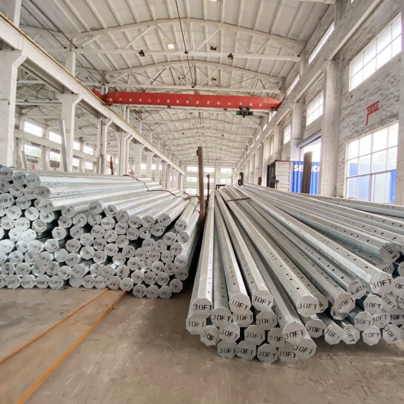 Bitumen Black Tar Painted Steel Power Utility Pole 86 Microns Hot Dip ...