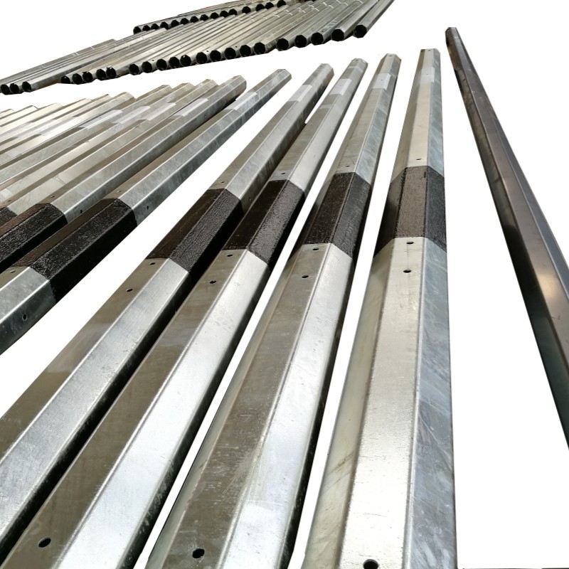 AWS Welding 15kv Galvanised Metal Posts Electric Power Distribution Pole