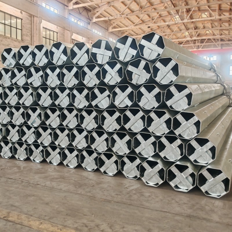 75FT 1200KGF Load Overhead Power Line Octagonal Galvanizing Steel Pole