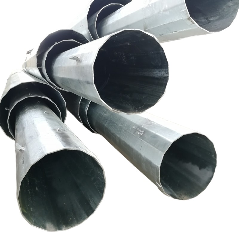 110FT 4 Segments Transmission Steel Pole Polygonal 10mm Composite Power ...