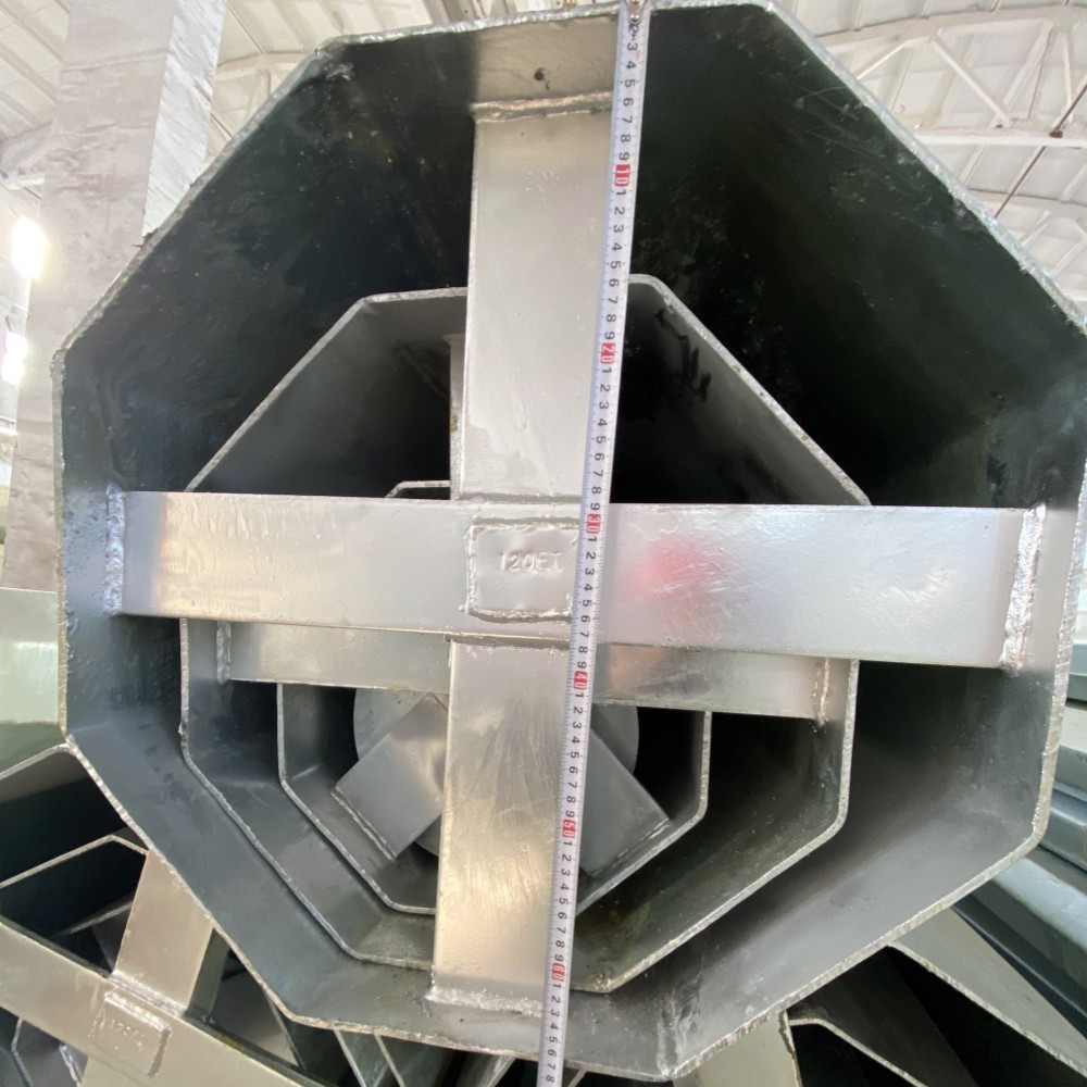 120FT 6mm Octagonal Pole Hot Dip Galvanized Electric Transmission Steel ...