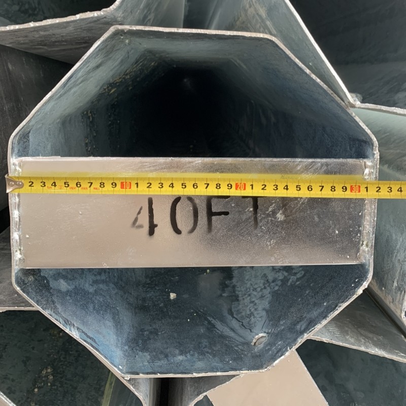 15kv Power 2.75mm Distribution Steel Pole Octagon Shape 40FT Galvanized ...
