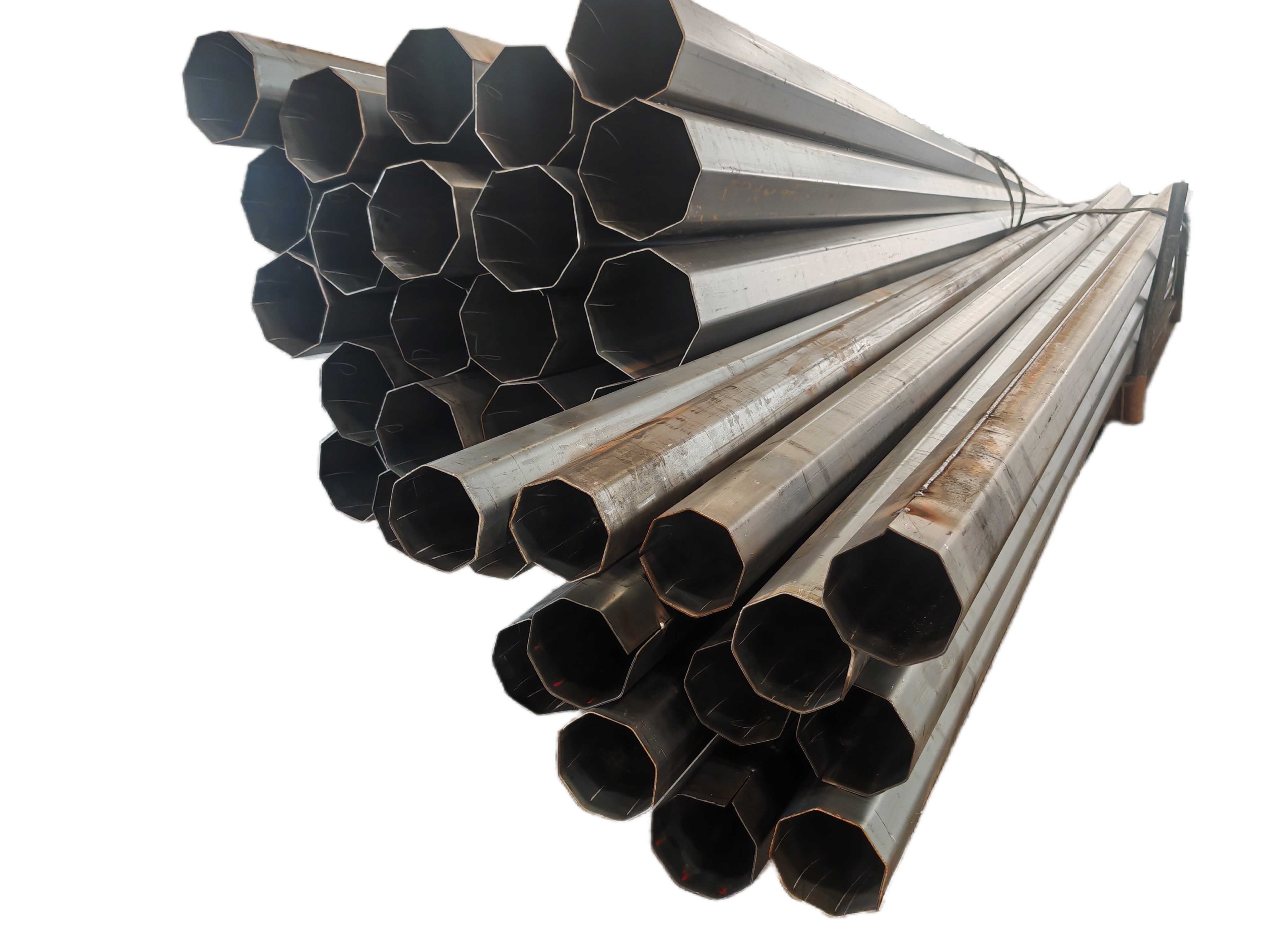 9M 10M Distribution Steel Pole Octagonal Hot Dip Galvanized Steel Power ...