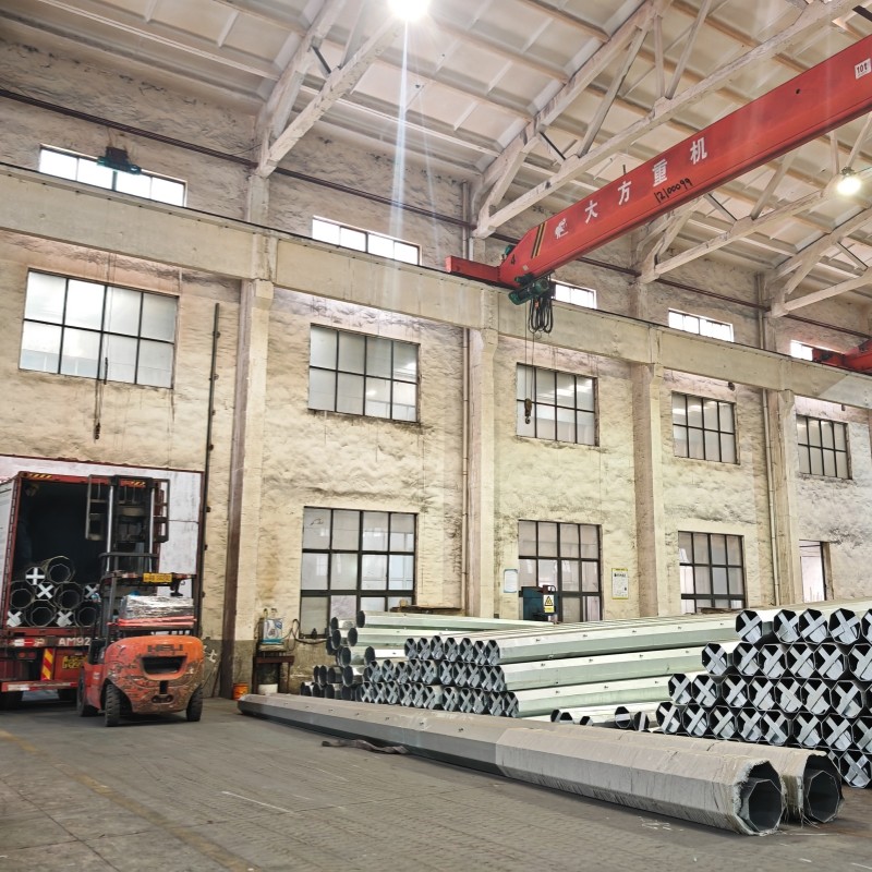 75FT ASTM A572 Gr50 Metal Utility Pole Octagonal Hot Dip Galvanized Steel