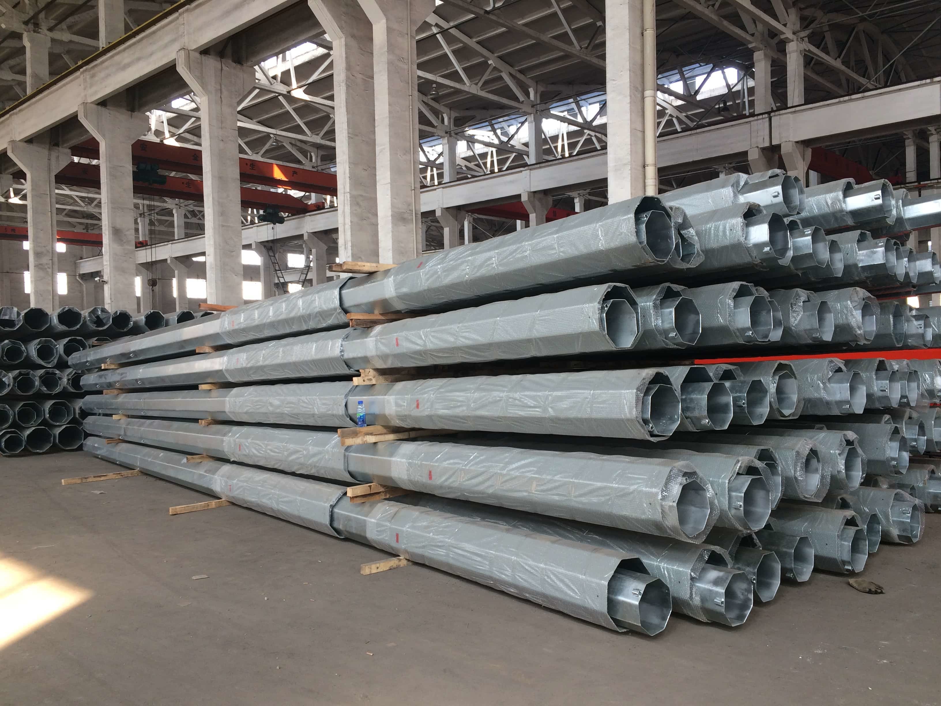 45FT Low Voltage Octagonal Metal Electric Pole Galvanized Steel